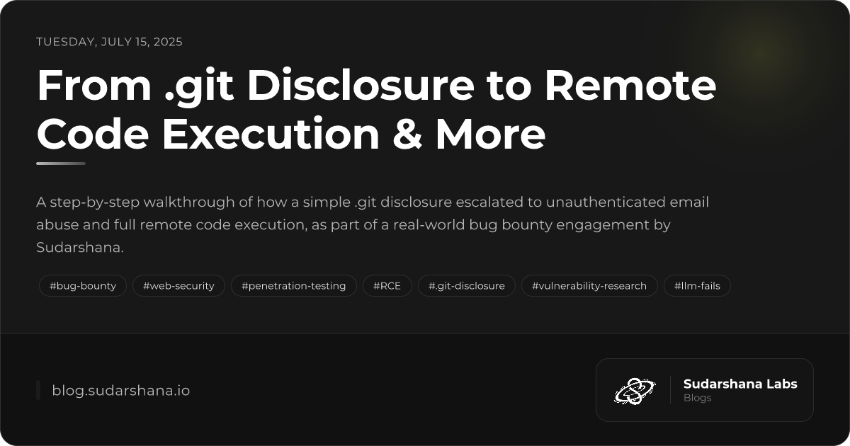 From Git Disclosure To Remote Code Execution And More Blog Sudarshana