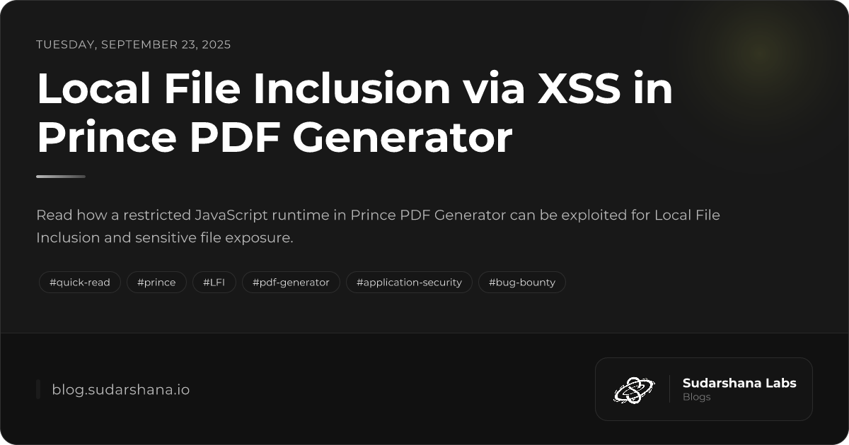 Local File Inclusion via XSS in Prince PDF Generator - Blog - Sudarshana